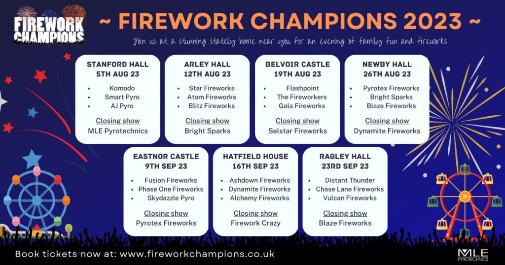 The Fireworkers Selected for Firework Champions 2023 at Belvoir Castle ...